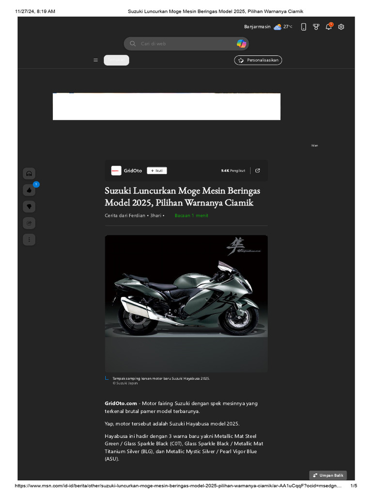 Suzuki Luncurkan Moge Mesin Beringas Model 2025, Pilihan Warnanya ...