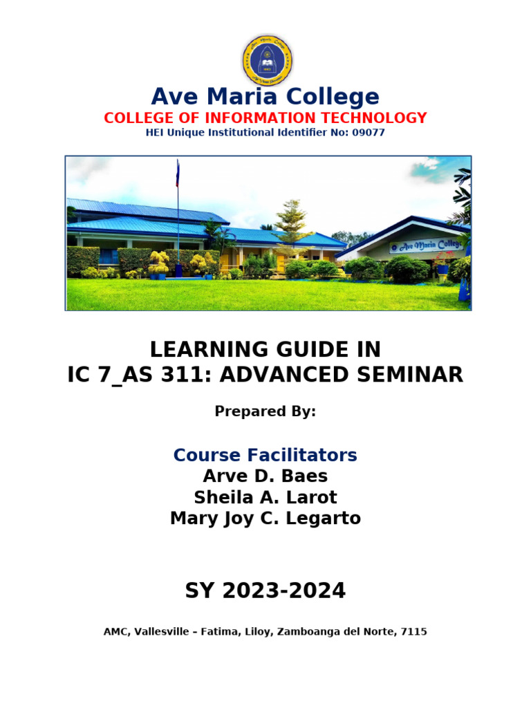 Advanced Seminar Learning Guide | PDF