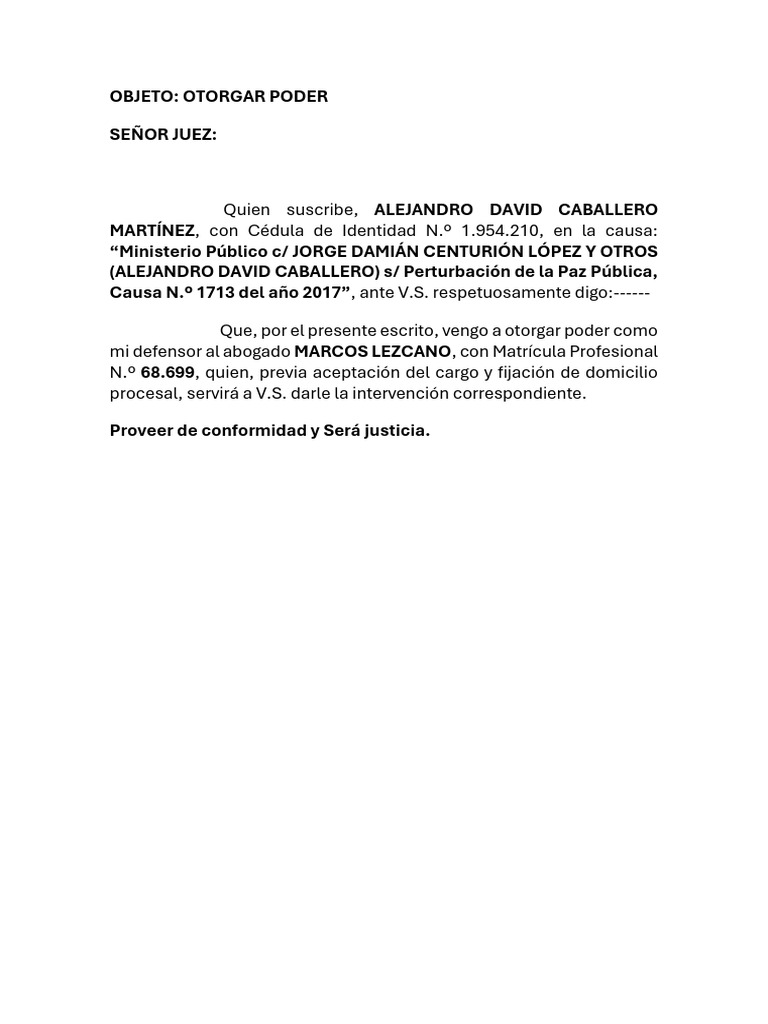 Carta Poder Alejandro | PDF
