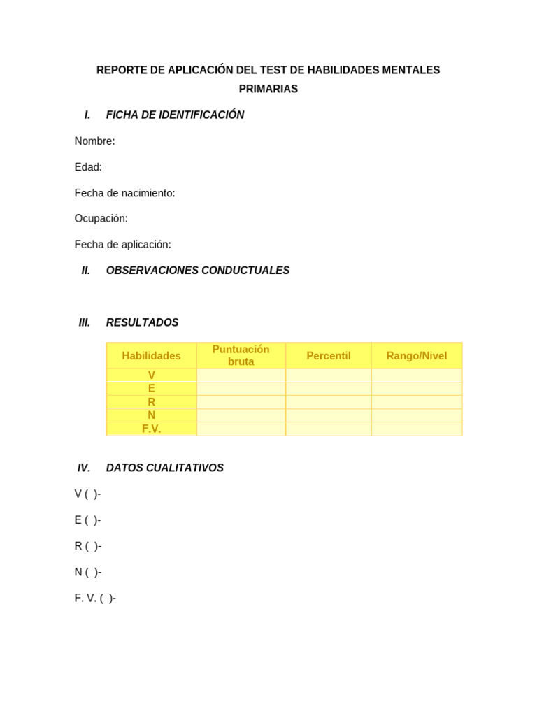 Plantilla de Reporte de HMP | PDF