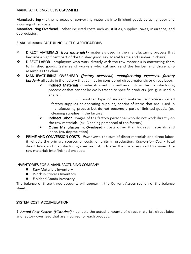 Manufacturing Costs Classsified | PDF | Financial Statement | Cost