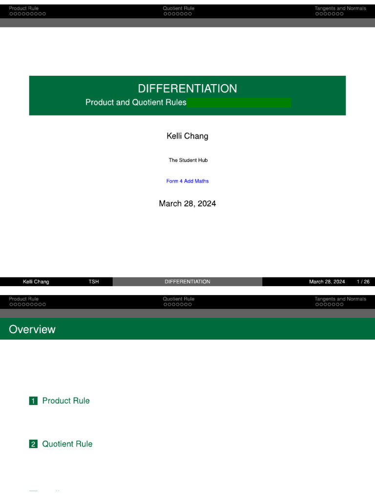 36 Differentiation III (Product and Quotient Rules) | PDF
