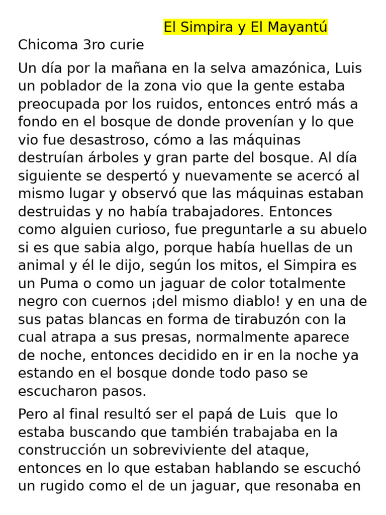 El Simpira y El Mayantú | PDF
