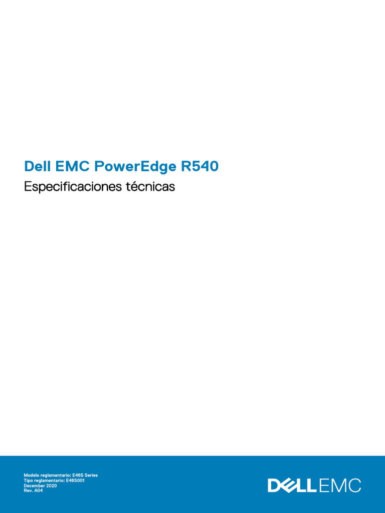 Dell EMC PowerEdge R540 Especificaciones Técnicas | PDF | USB | Memoria ...
