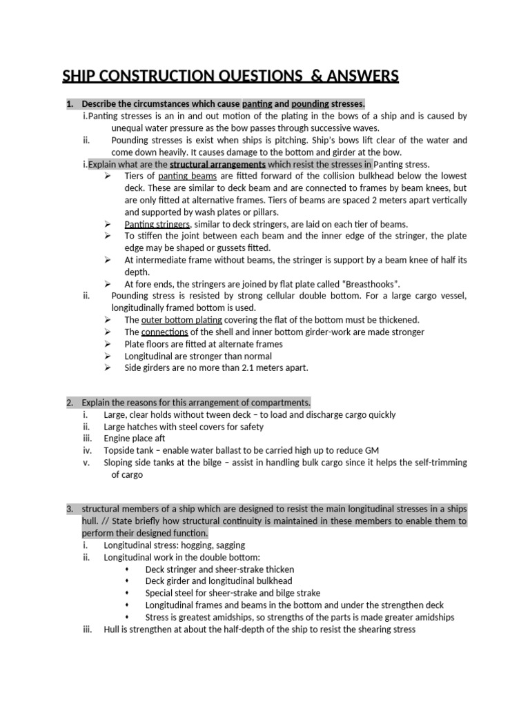 Ship Construction Stress Analysis Guide | PDF | Deck (Ship) | Hull ...