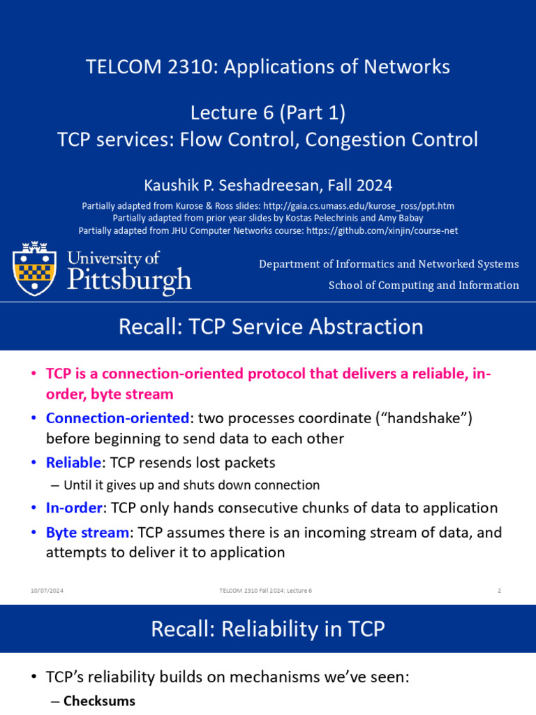 lecture06_part1 | PDF | Transmission Control Protocol | Network Congestion