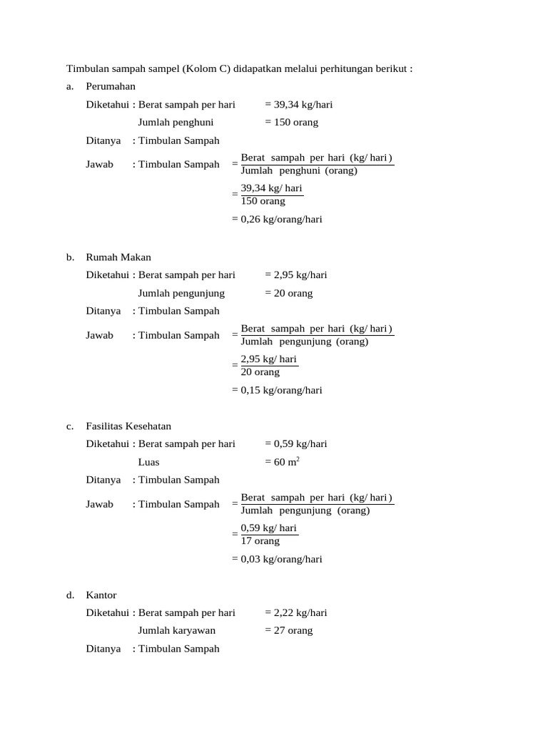 Timbulan Sampah Sampel | PDF