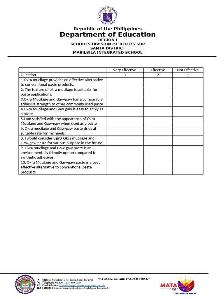 PR2 Questionnaire | PDF
