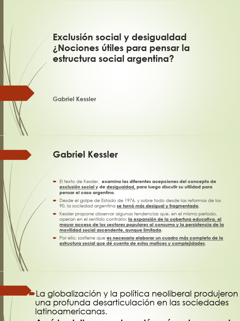 KESSLER | PDF | Exclusión social | Desigualdad social