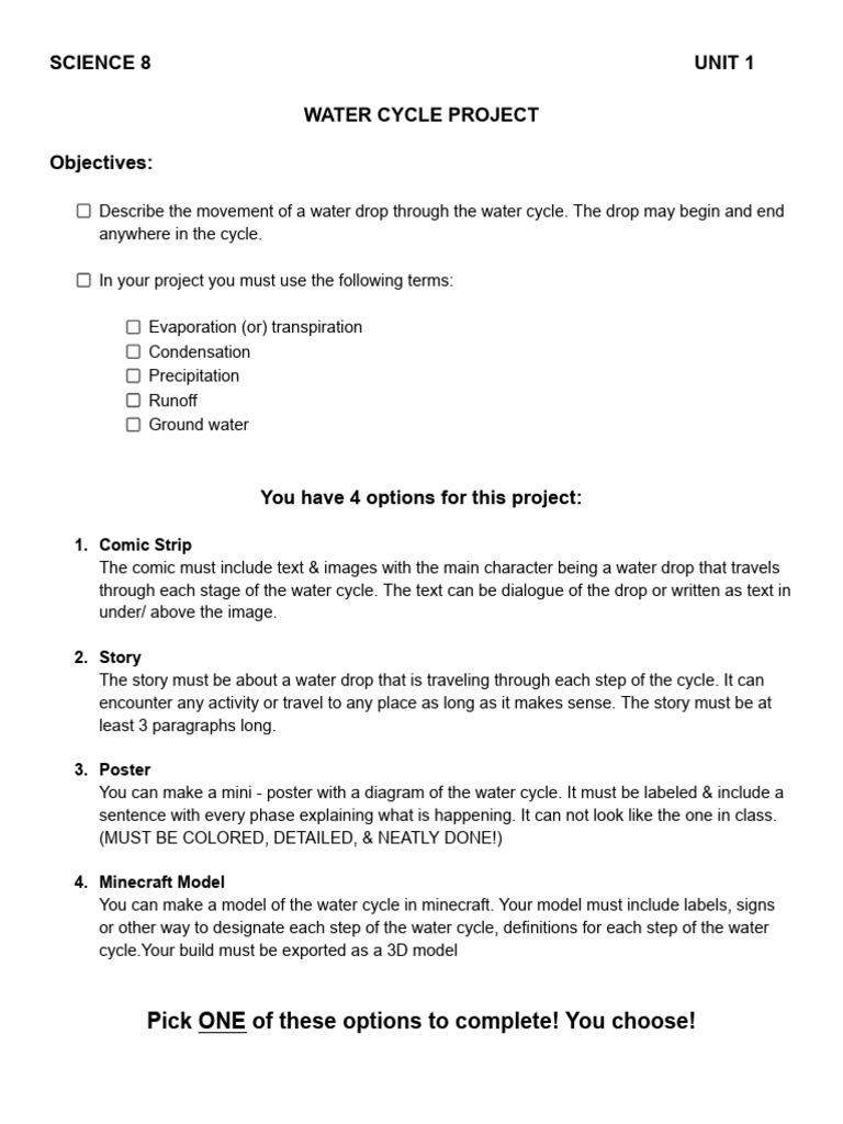 Sci 8 U1 Water Cycle Project | PDF