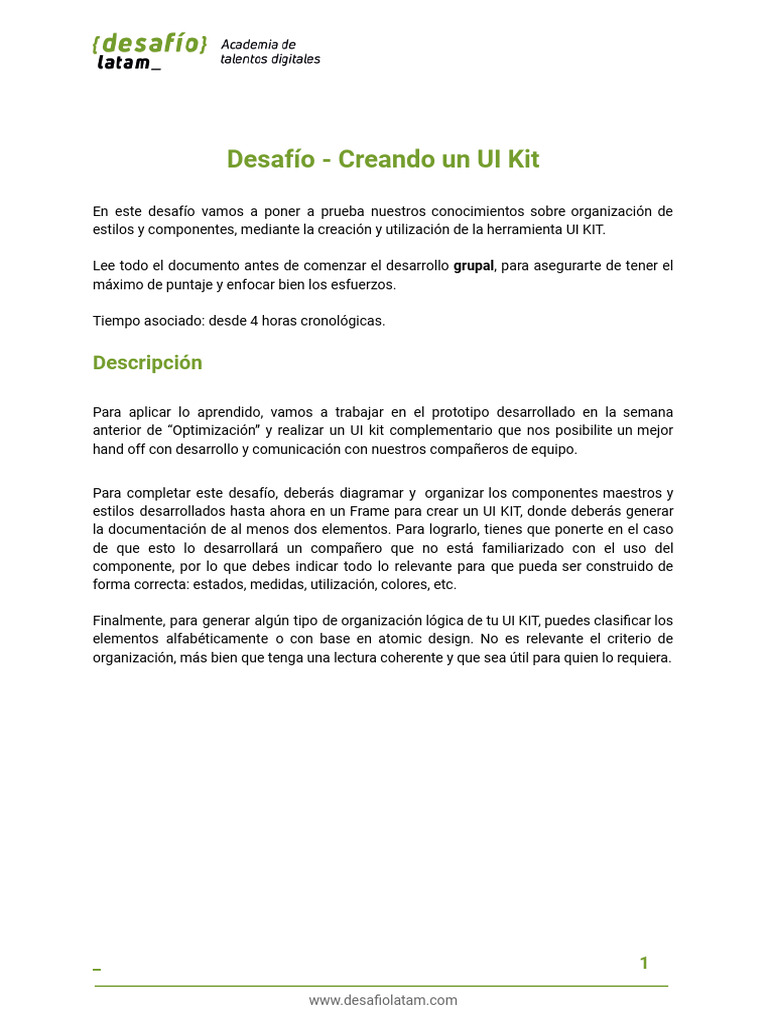 Desafío: Creación de un UI Kit | PDF