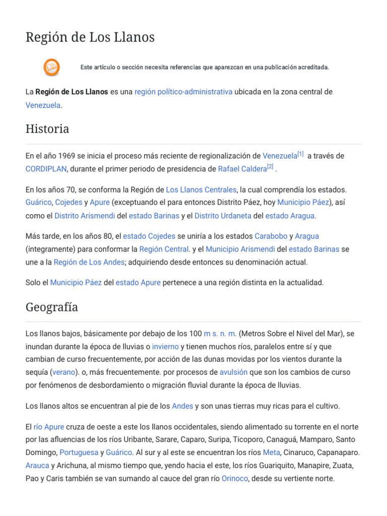 Región de Los Llanos - Wikipedia, La Enciclopedia Libre | PDF