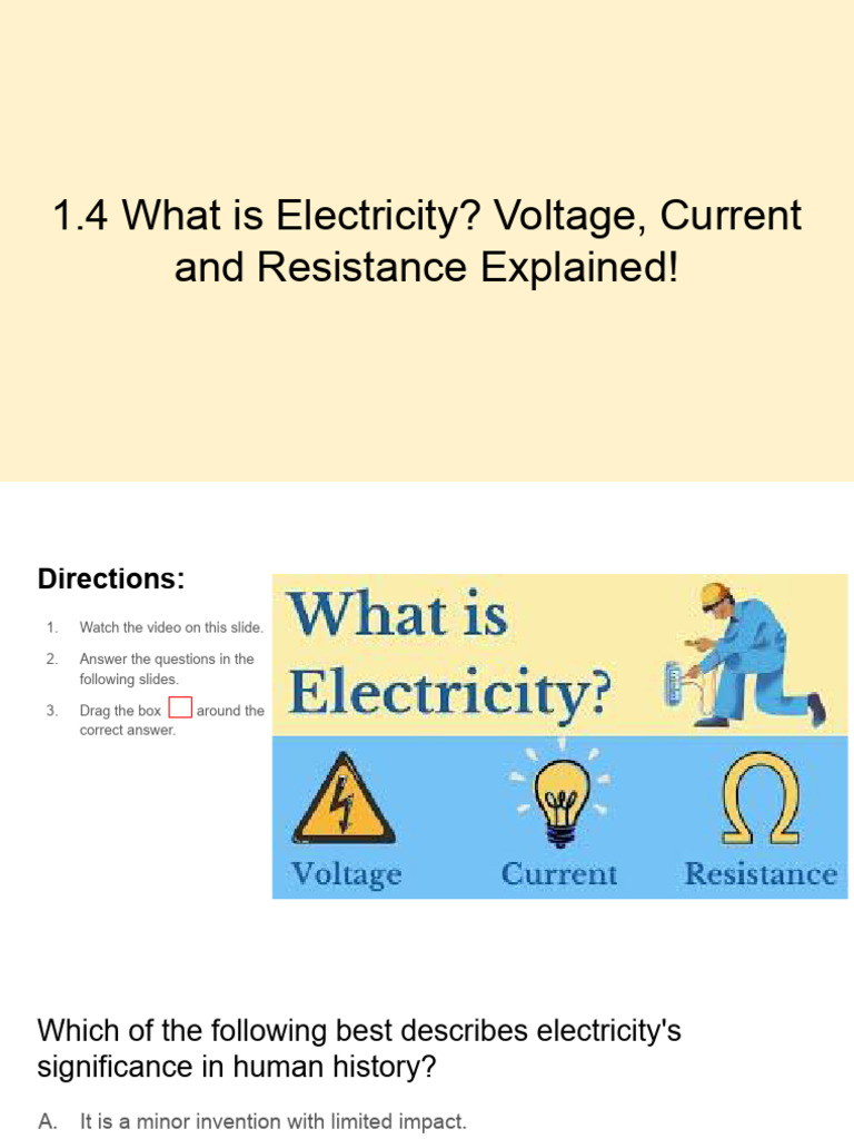 ASSIGNMENT 1.4 What Is Electricity - Voltage, Current and Resistance ...