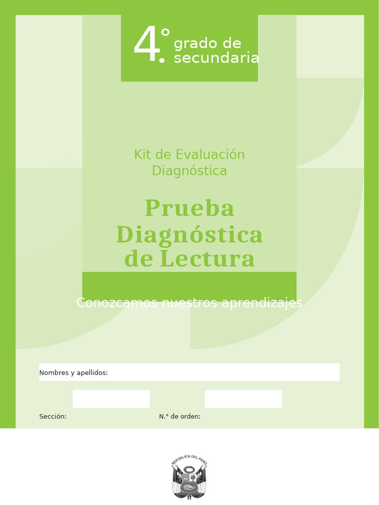 ITEM 10 - SEC 4 - Prueba Diagnóstica Lectura - Secundaria - Baja | PDF | Mente | Dieta