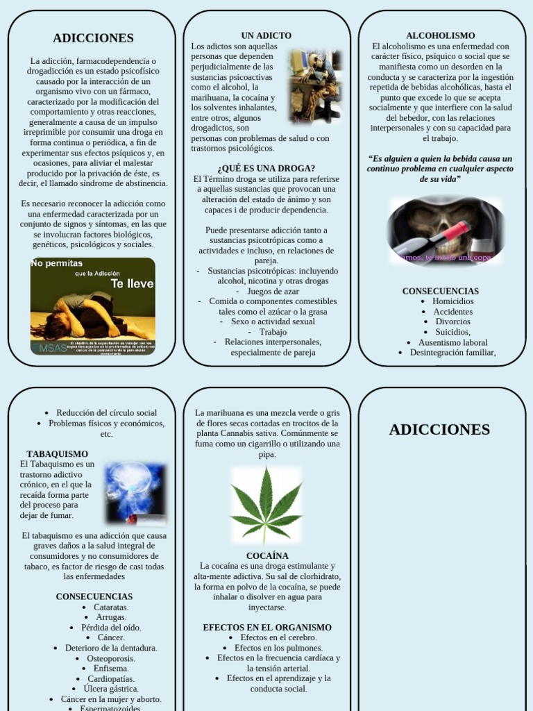 Triptico de Las Adicciones 2 | PDF | La dependencia de sustancias | Drogas