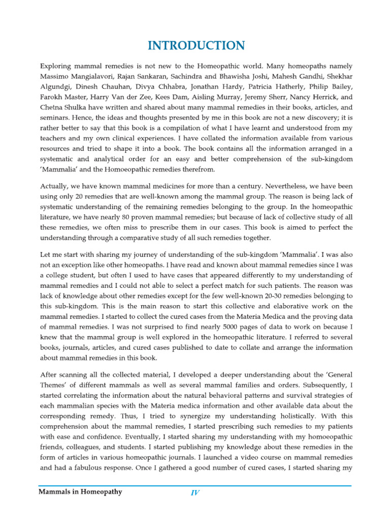 Mammals in Homeopathy Volume 1 by Ghanshyam Kalathia Reading Extract | PDF