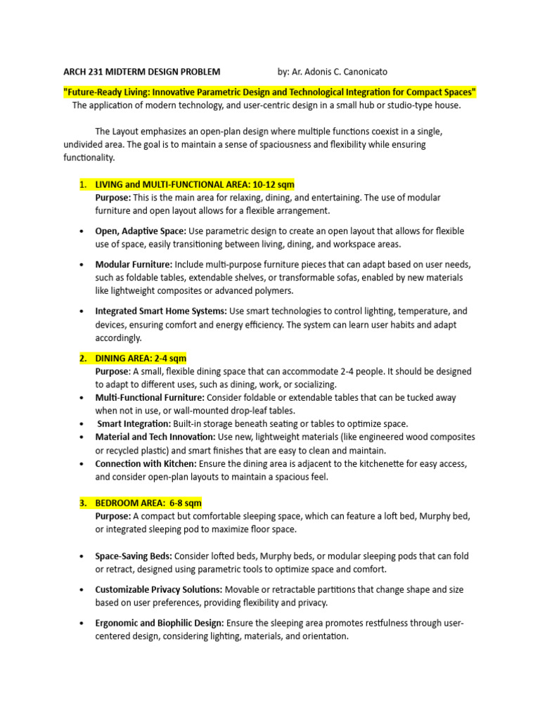 Arch 231 Midterm Design Problem | PDF Arch 231 Midterm Design Problem | PDF