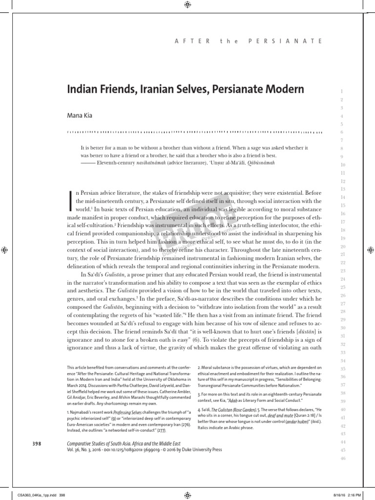 Indian Friends, Iranian Selves, Persianate Modern | PDF | Dialogue | Iran