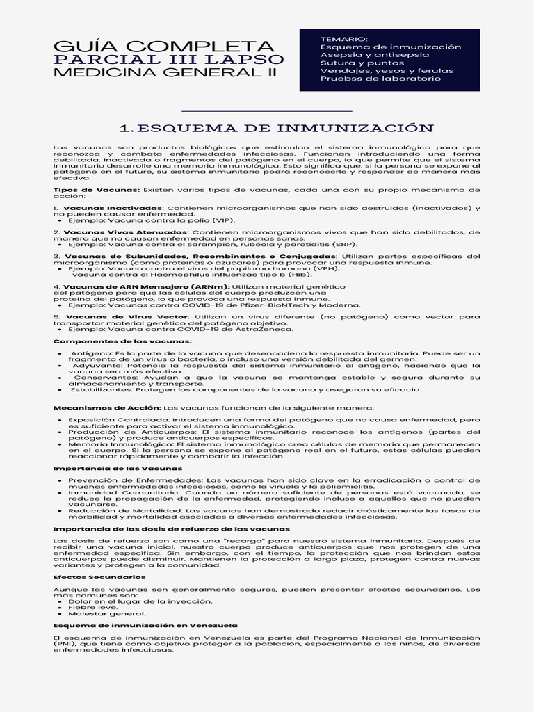 GUÍA Medicina General II, 3er Lapso | PDF | Sistema inmune | Vacunas