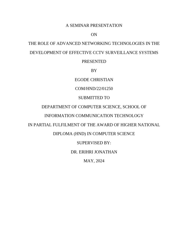 A Seminar Presentation 22 | PDF | Closed Circuit Television | Security