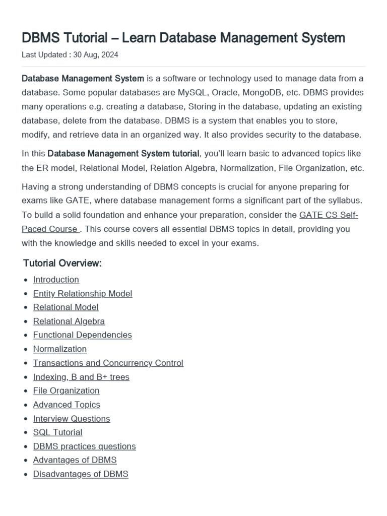 DBMS Tutorial - Learn Database Management System | PDF | Databases ... DBMS Tutorial - Learn Database Management System | PDF | Databases ...