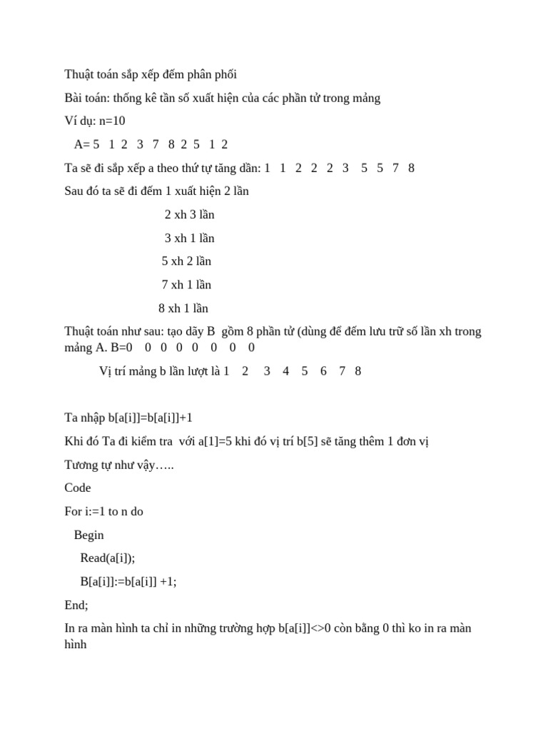thuật toán sắp xếp đếm phân phối | PDF
