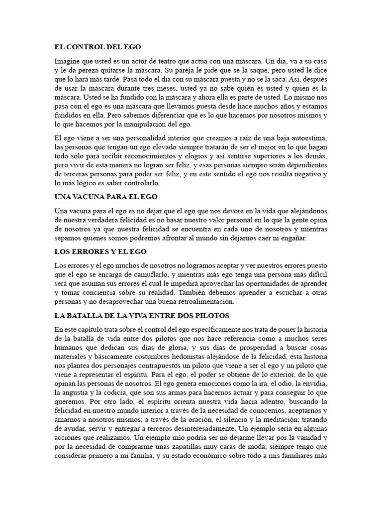 EL CONTROL DEL EGO | PDF | Felicidad | Autoestima
