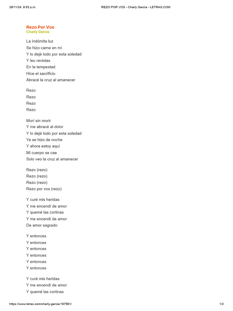 REZO POR VOS - Charly García | PDF