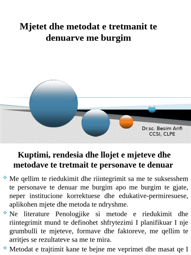 Mjetet Dhe Metodat e Tretmanit Të Personave Të Dënuar | PDF