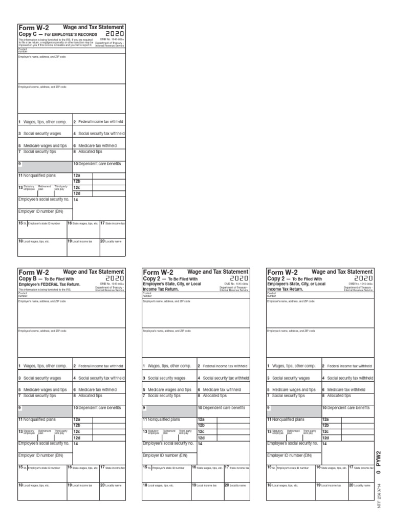 2020 W-2 Wage and Tax Statement Guide | PDF | Irs Tax Forms | Social ...