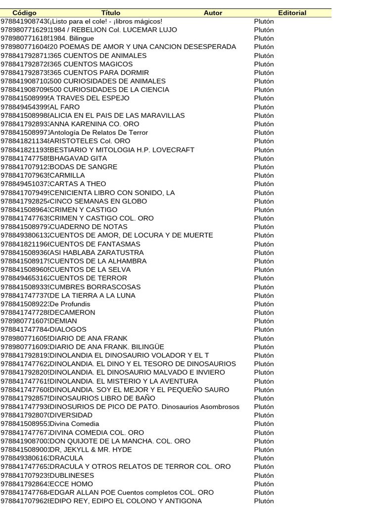 Stock Pluton Octubre 24 | PDF