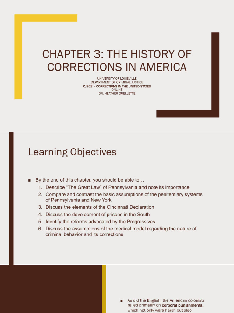 Chapter 3 PPT Slides-History of Corrections-Online | PDF | Prison | Parole