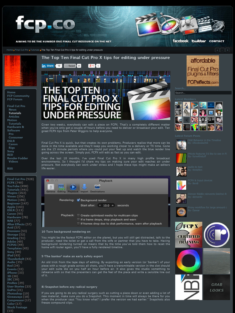 The Top Ten Final Cut Pro X Tips For Editing Under Pressure | PDF ...