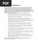 Checks and Balances Chart | PDF | Separation Of Powers Under The United ...