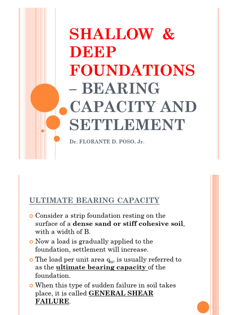 3 Bearing Capacity and Settlement | PDF | Deep Foundation | Mechanical Engineering
