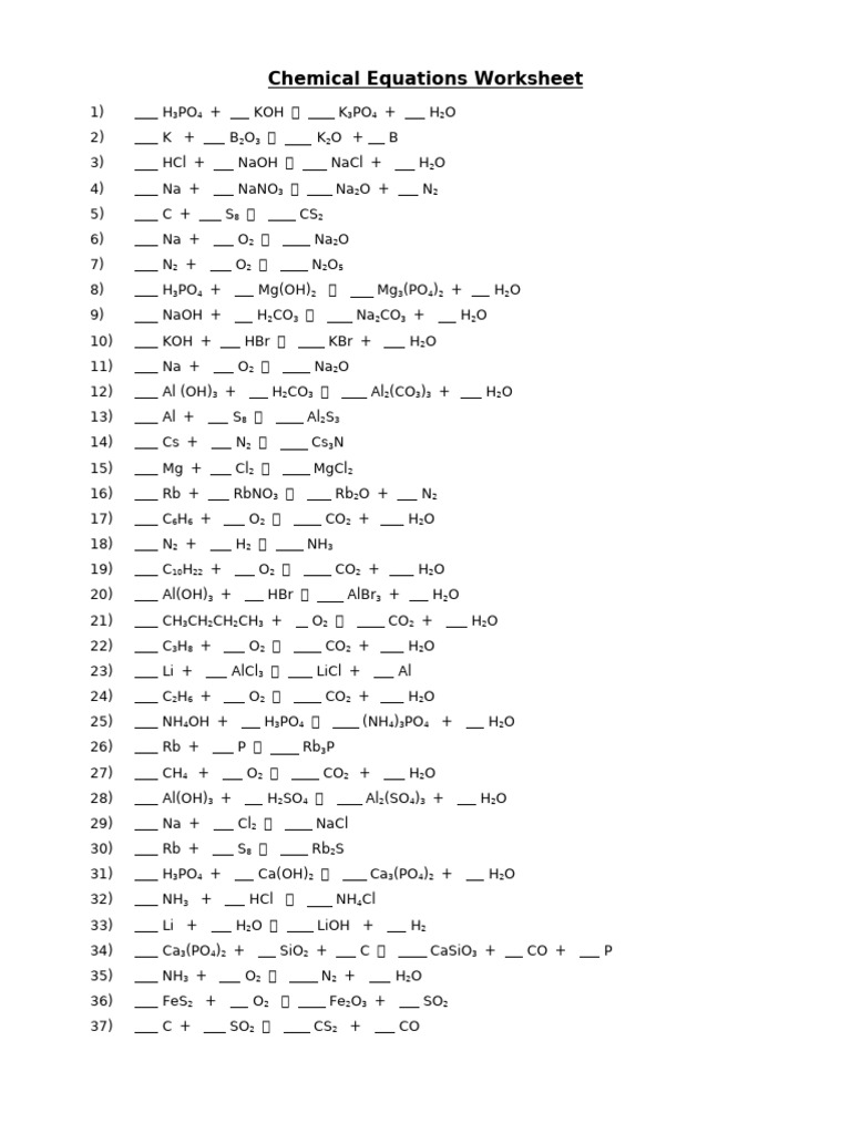 Chemical Equations | PDF