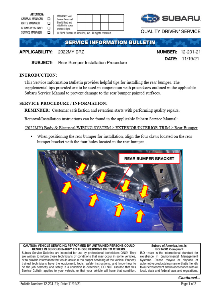 2022 BRZ Rear Bumper Installation Guide | PDF | Vehicle Technology | Car