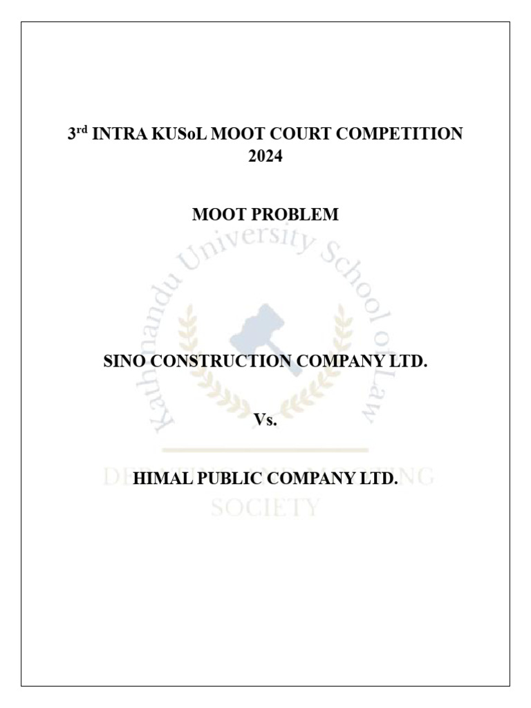 Moot Problem, 3rd INTRA KUSoL MOOT COURT COMPETITION 2024 | PDF | Breach Of Contract | Business Law