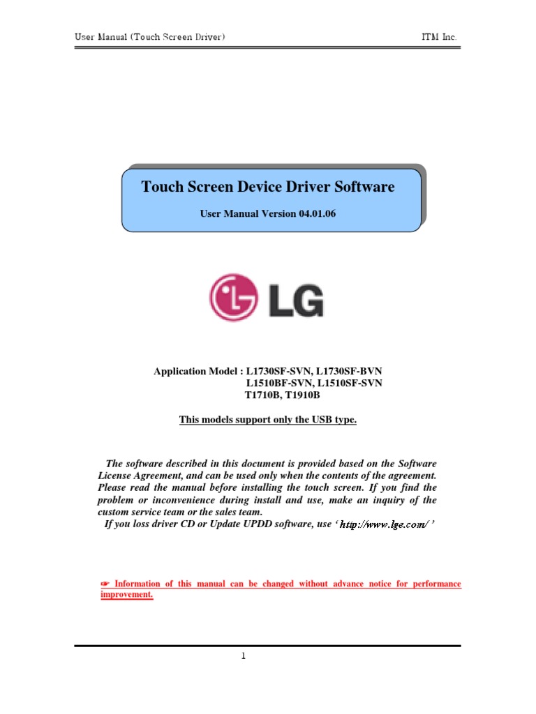 LG - Touch Screen User Manual (ENG) - 04.01.06 - 101028 | PDF ...