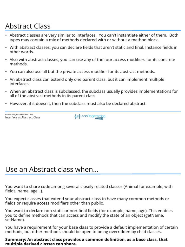 abstractvsinterface | PDF | Class (Computer Programming) | Method (Computer Programming)