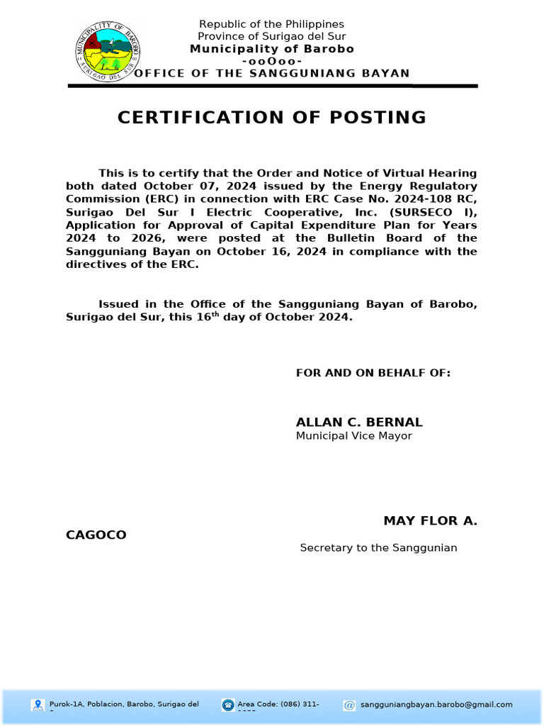 Certificate of Posting - Surseco-I | PDF