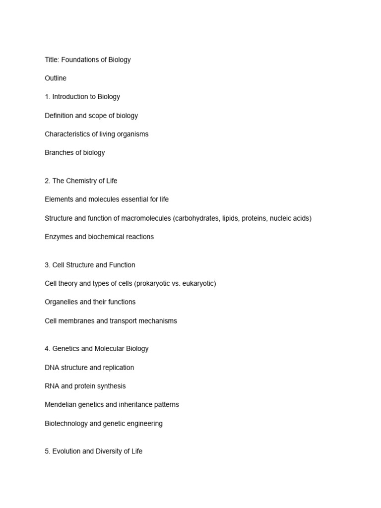 Comprehensive Biology Foundations Guide | PDF