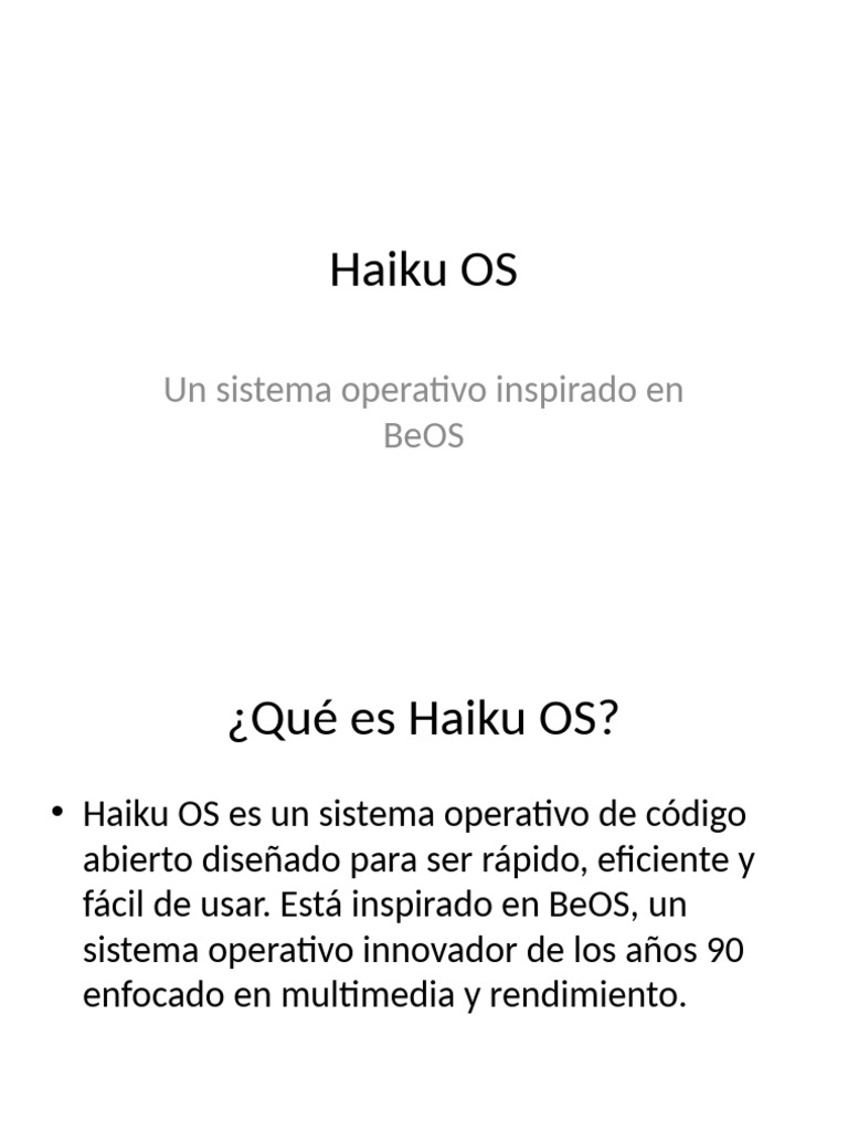 Haiku OS: Sistema Operativo Multimedia | PDF