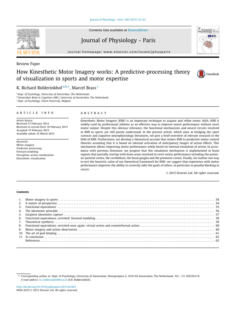 How Kinesthetic Motor Imagery Works | PDF | Cerebellum | Mental Image