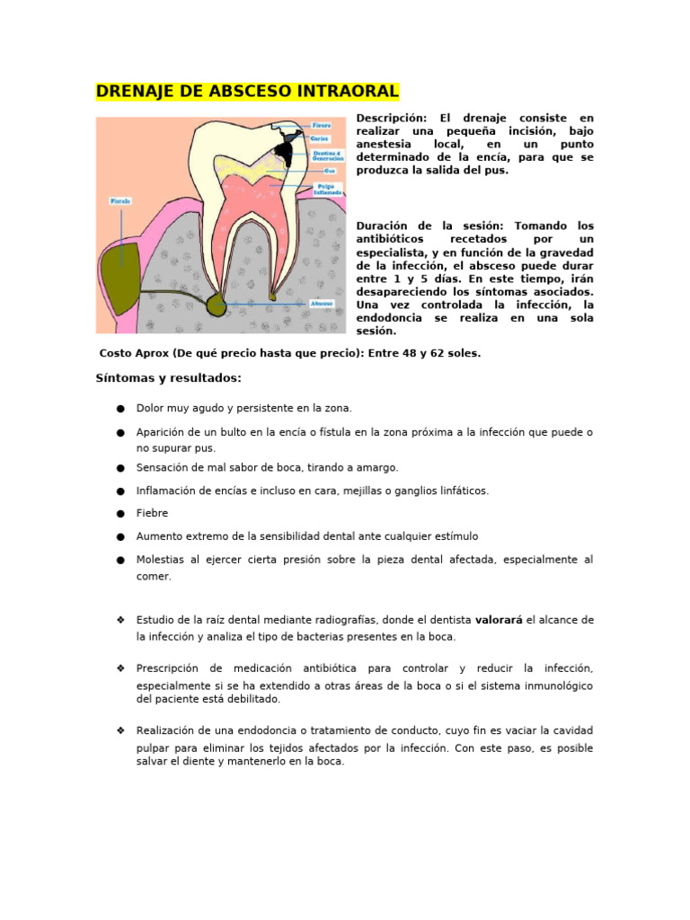 Drenaje de Absceso Intraoral y Tratamientos | PDF | Odontología ...