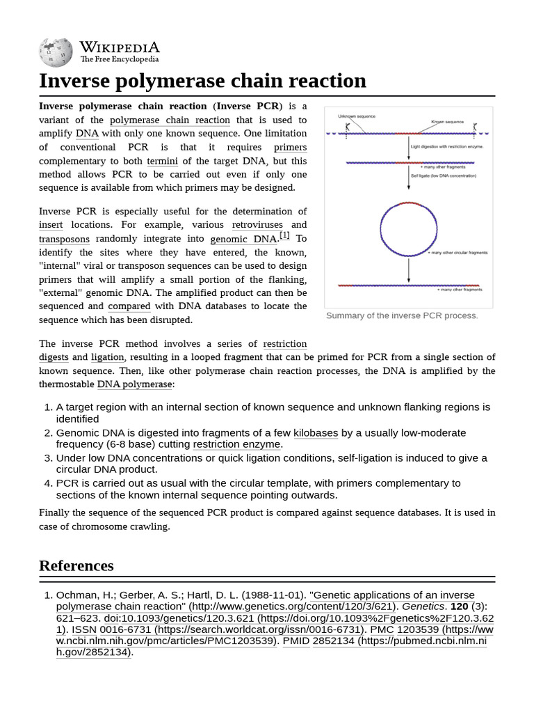 Inverse Polymerase Chain Reaction | PDF | Polymerase Chain Reaction ...