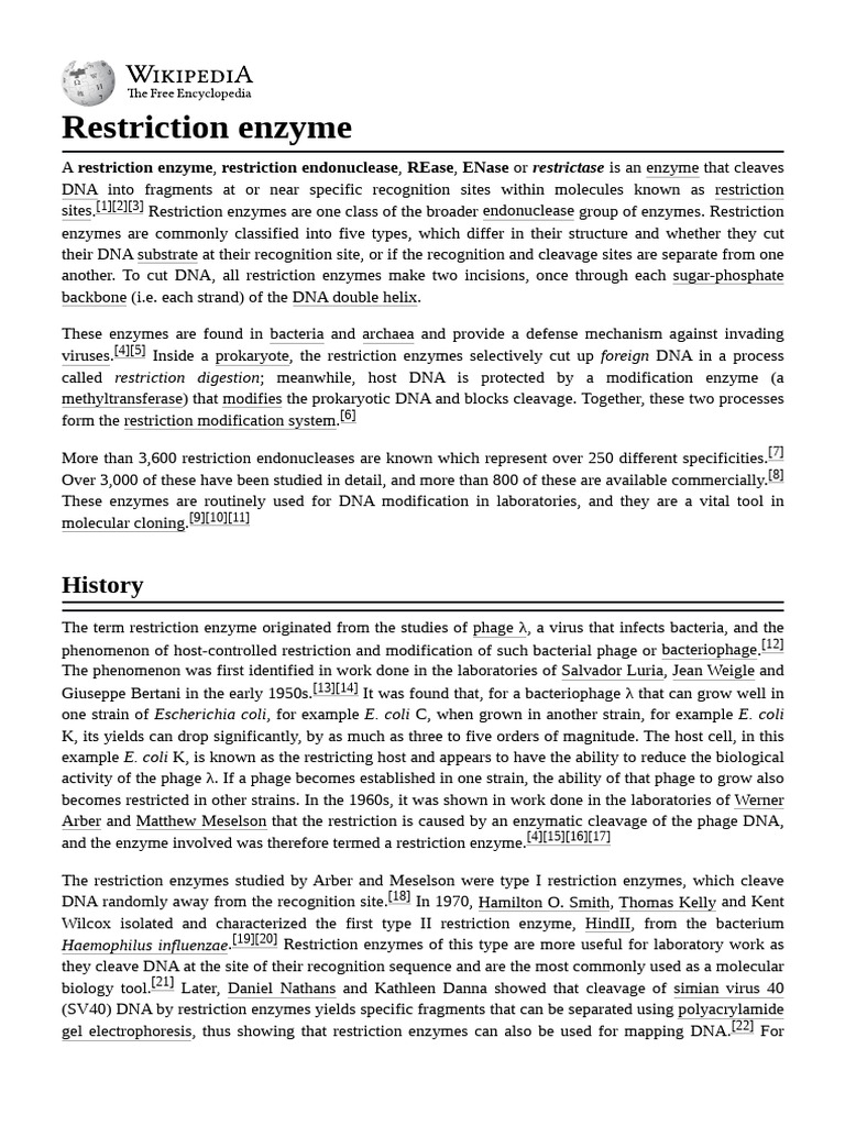 Restriction Enzyme | PDF | Restriction Enzyme | Biotechnology