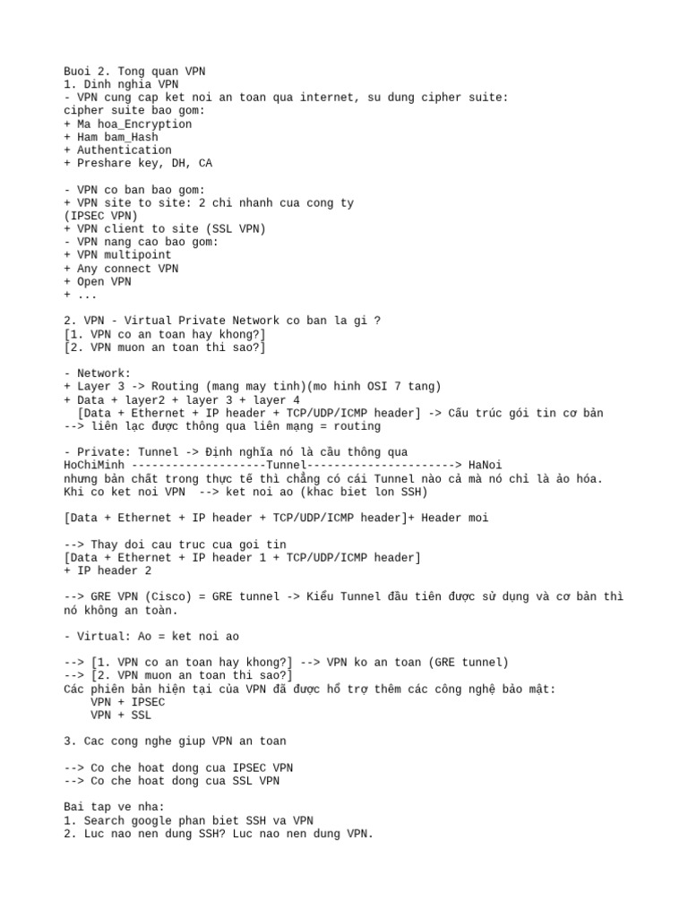 Buoi 2. Tong Quan Ve VPN | PDF