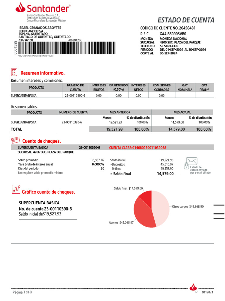 Estado de Cuenta Septiembre 2024 | PDF