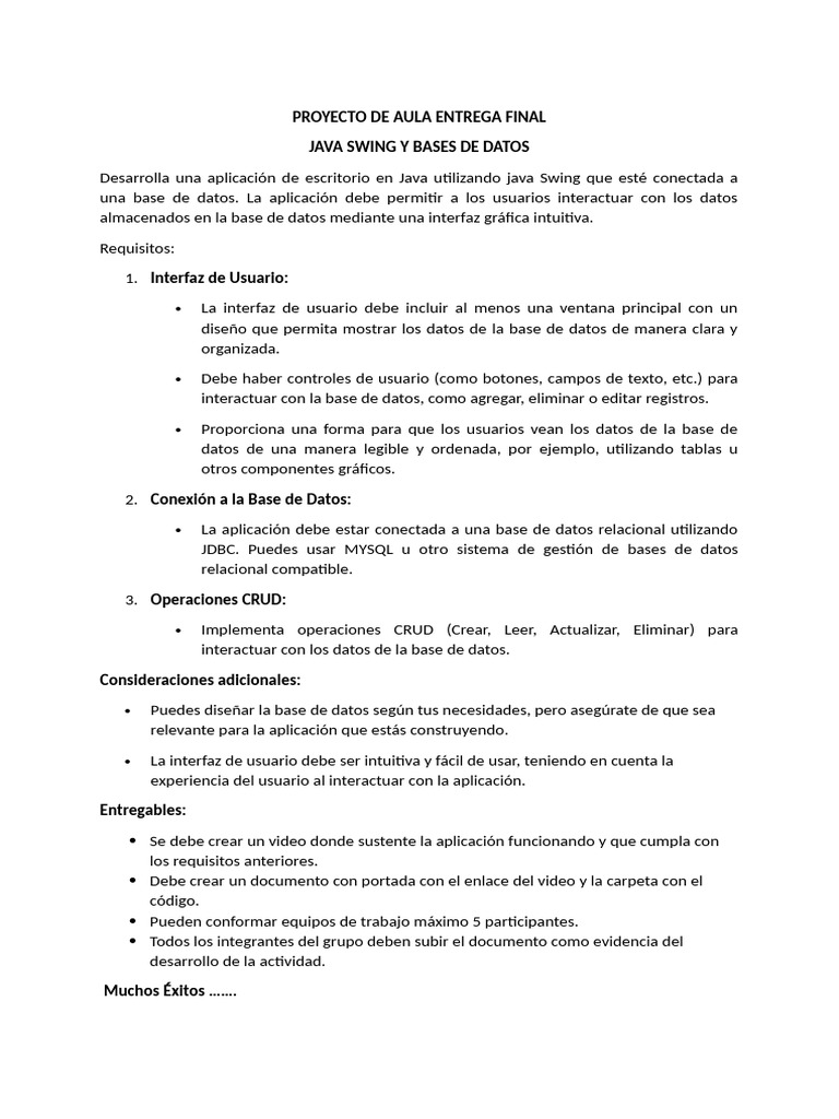 Instrucciones ACA Final Poo2 | PDF